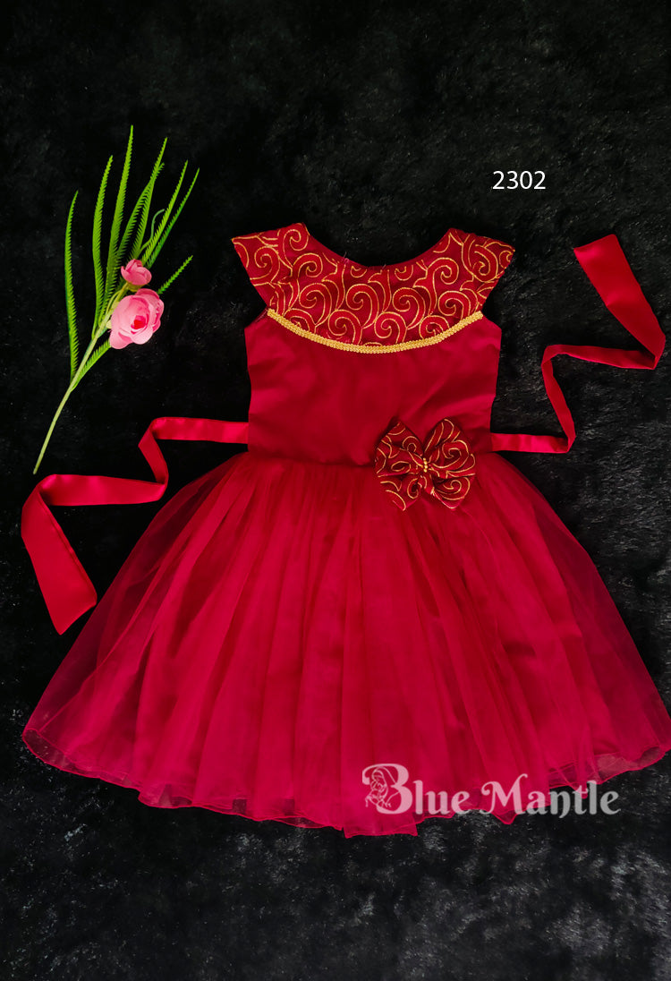 2302 Ready to Dispatch: Maroon Frock – Blue Mantle Store